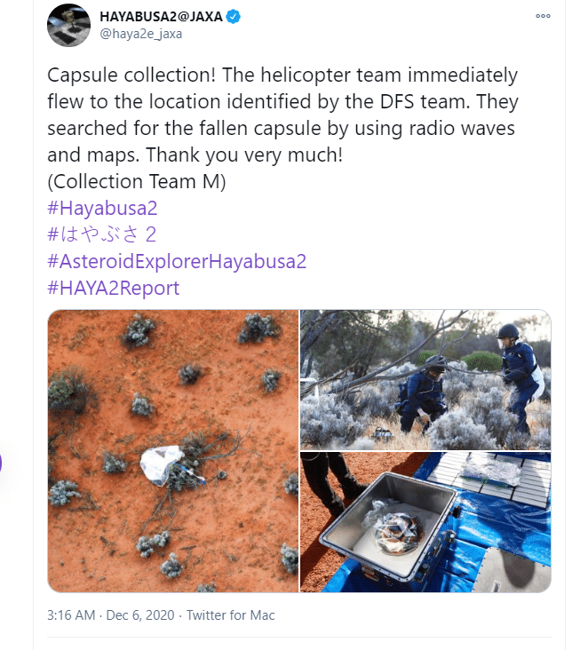 First-ever asteroid samples return to Earth, Japan's Hayabusa2 capsule ...